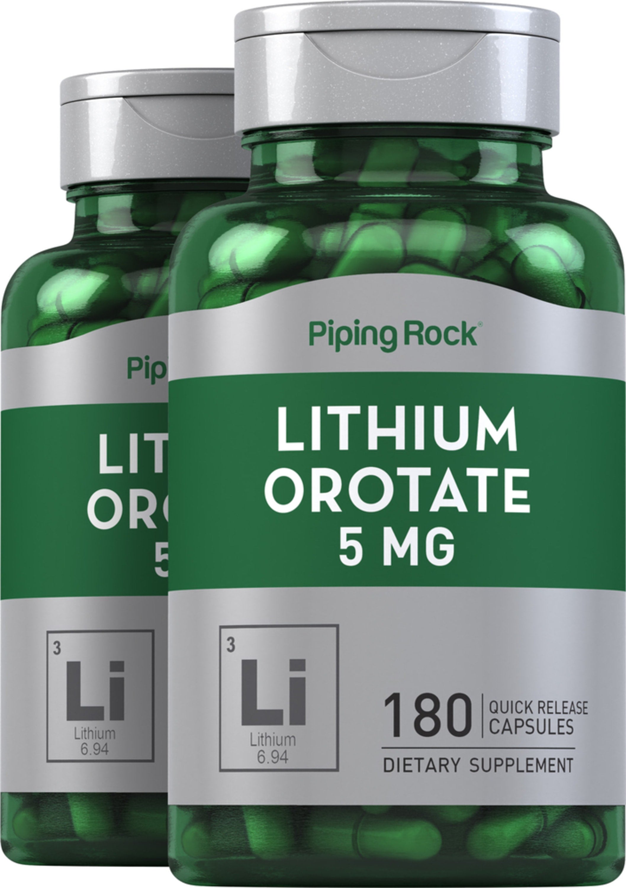 Lithium Orotate, 5 mg, 180 Quick Release Capsules, 2 Bottles